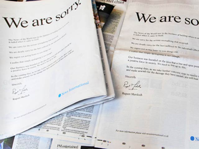 Murdoch apology in British papers as aides quit - World - DAWN.COM