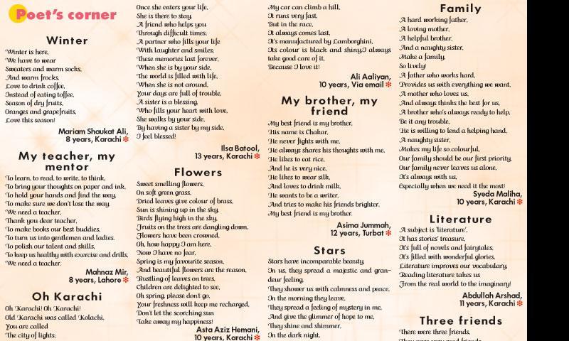 Poets corner - Newspaper - DAWN.COM