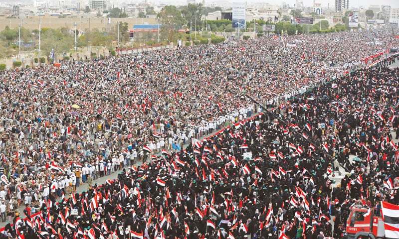 Thousands of Yemenis rally in Sanaa on war’s second anniversary - World ...