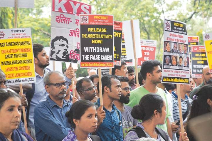 Hundreds protest in India against arrest of rights activists - World ...