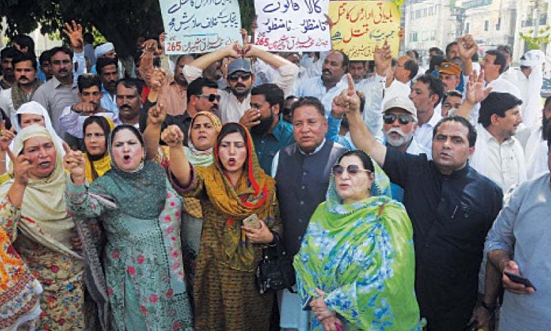 LG representatives stage demo against new bill - Newspaper - DAWN.COM