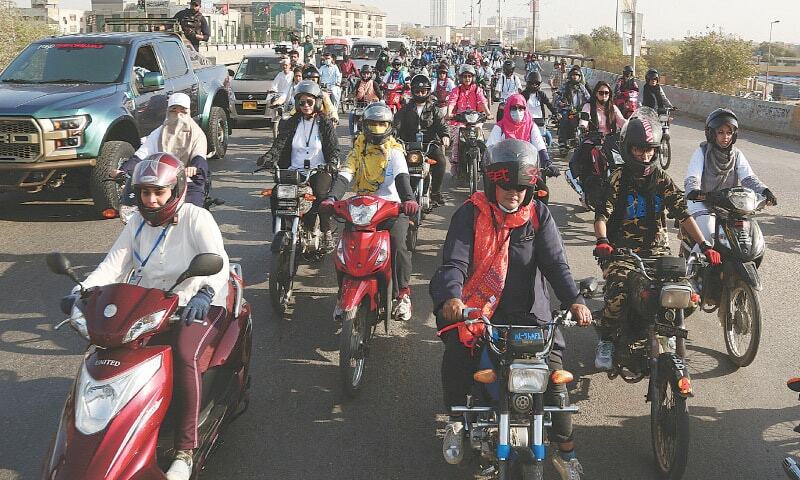 Women bikers hold rally in city - Newspaper - DAWN.COM