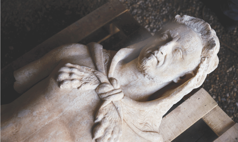 Roman sewer works reveal statue of emperor posing as Hercules ...
