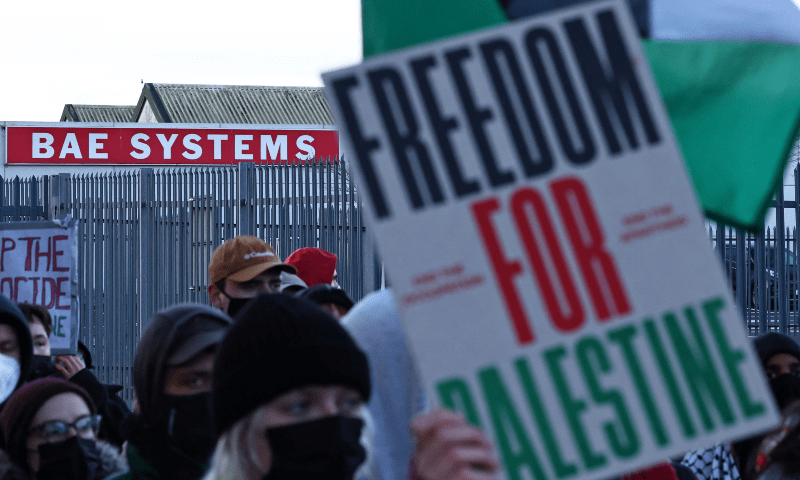 Protesters in UK call end to arms sales to Israel outside factory ...