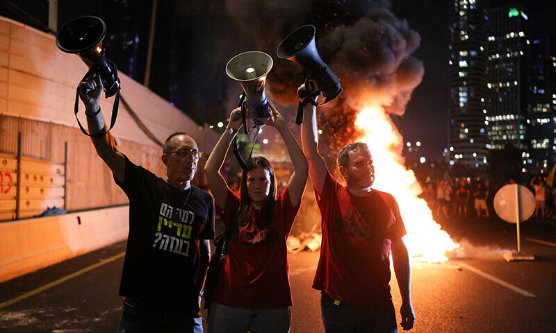 Israeli labour strike to push for Gaza hostage deal disrupts flights ...