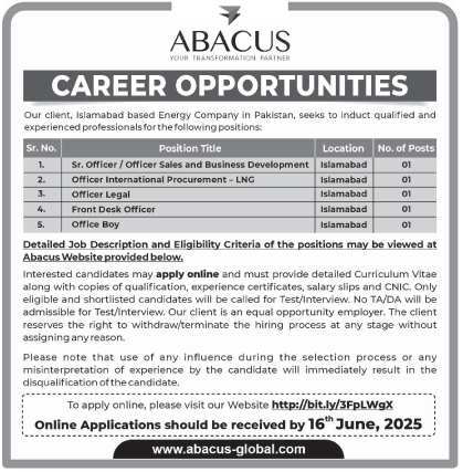 Abacus: Career Opportunities - Jobs - DAWN.COM