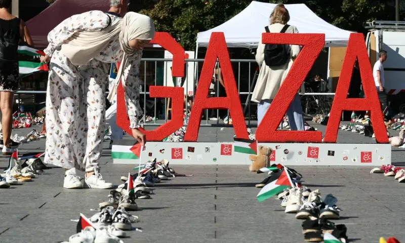 PHOTOS: Shoes laid out in France to symbolise Palestinians killed in ...
