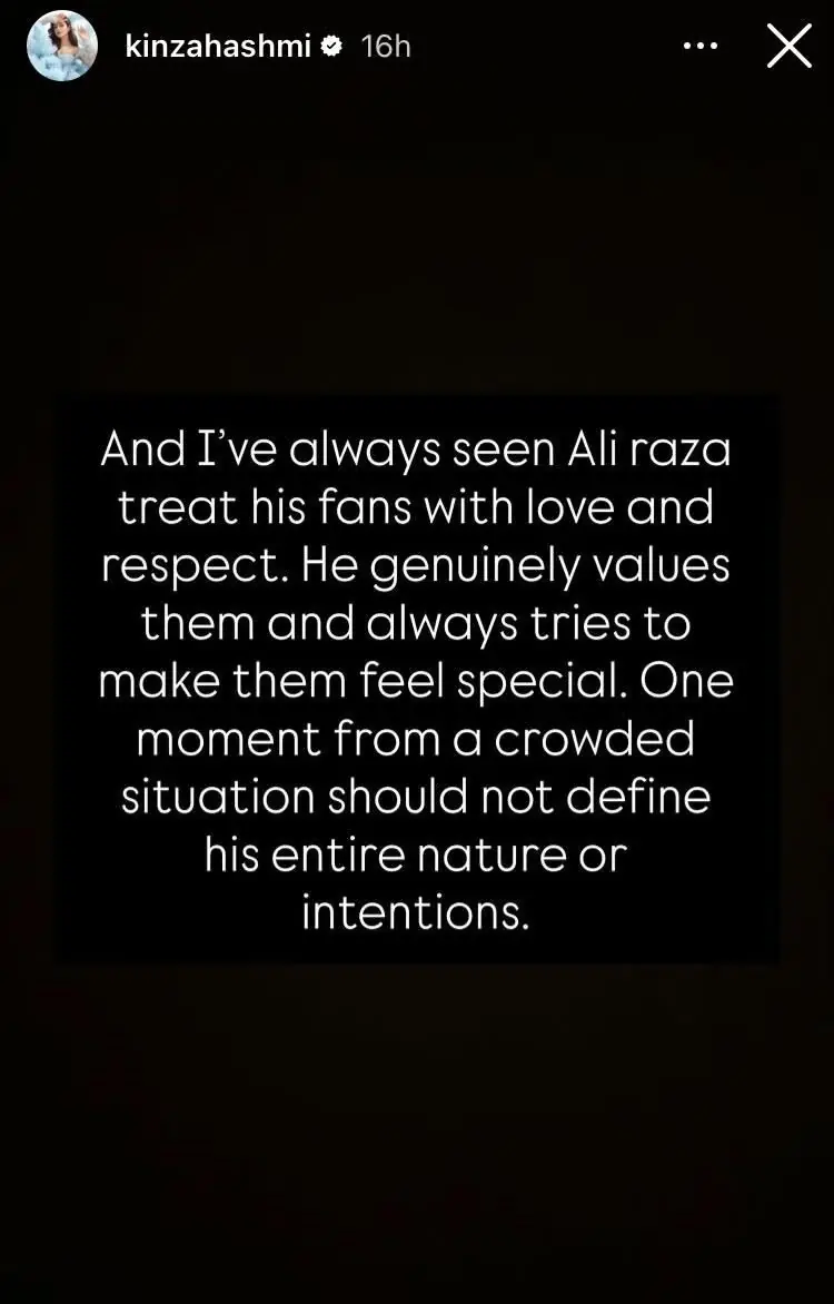 Kinza Hashmi says Ali Raza keeping away fan who made her uncomfortable ...