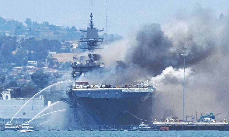 57 injured in fire aboard ship at US naval base - World - DAWN.COM